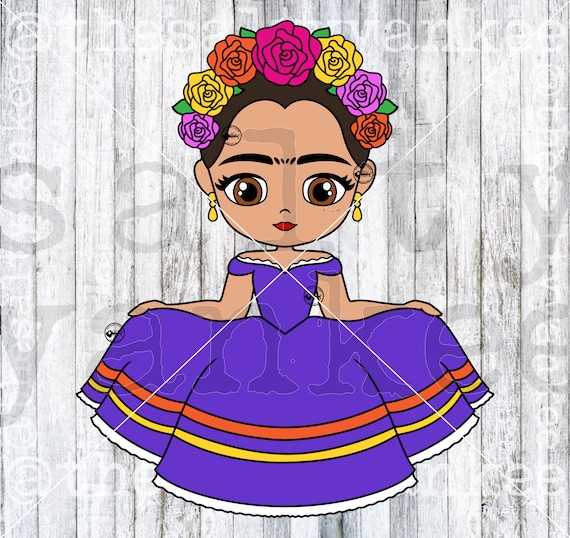 Frida Kahlo Fridita Cute Chibi Style Clipart SVG Layered File - Etsy