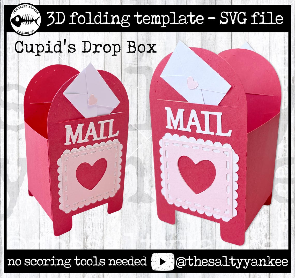 Cupid's Drop Box Postal Mail Box 3D Folding SVG File Template Digital ...