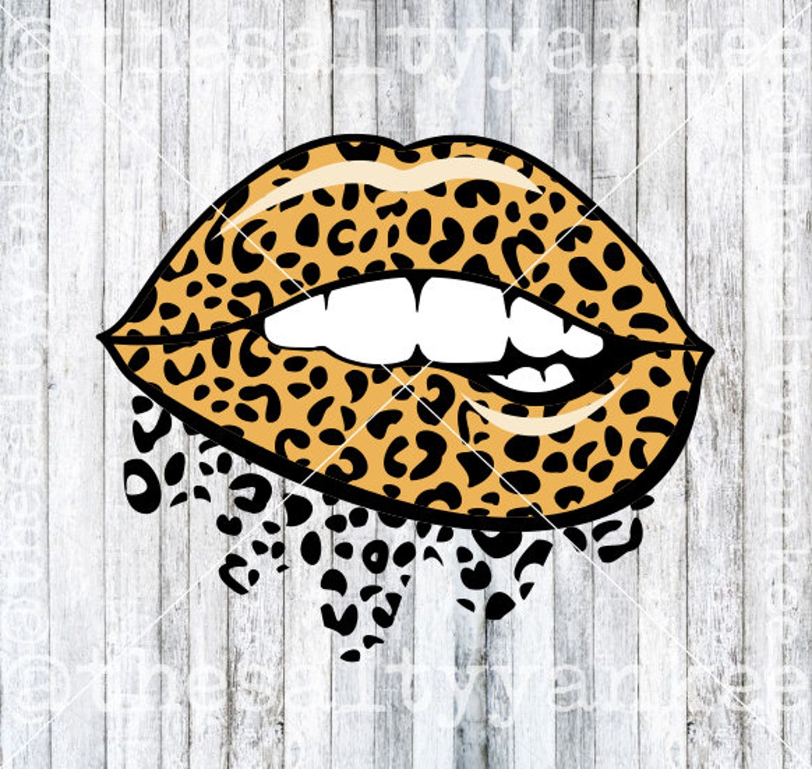 Leopard Cheetah Print Lips Biting Dripping Layered Clipart SVG File ...