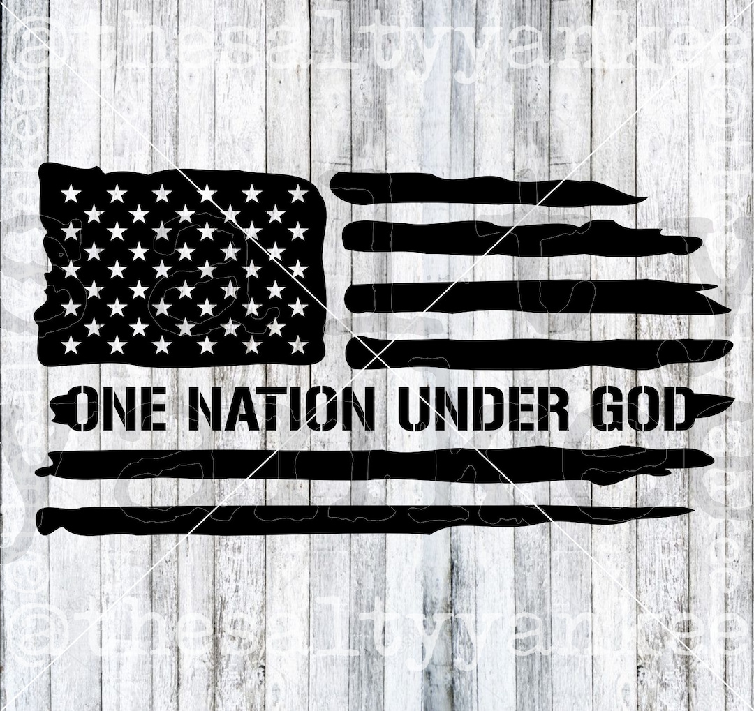 One Nation Under God Pledge of Allegiance Distressed American Flag ...