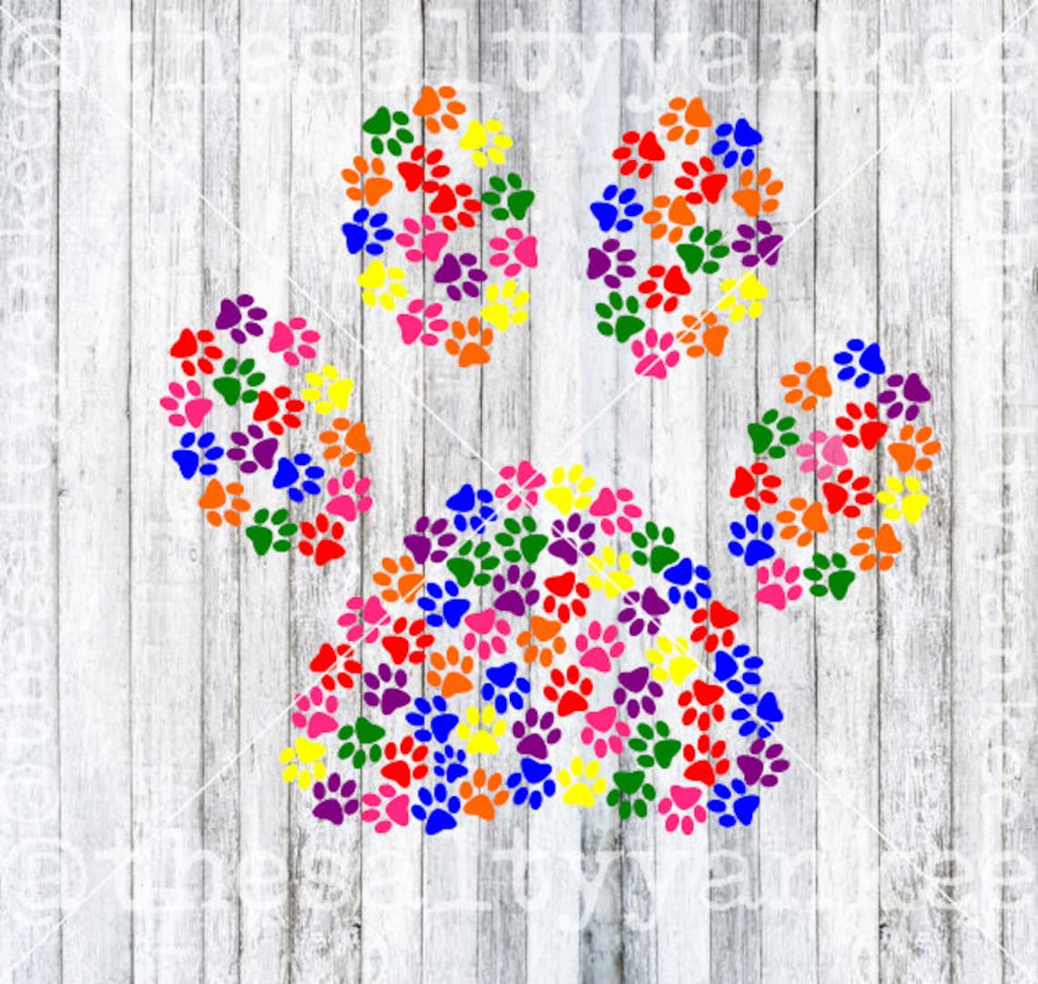 Paw Print Collage SVG File Download - Etsy