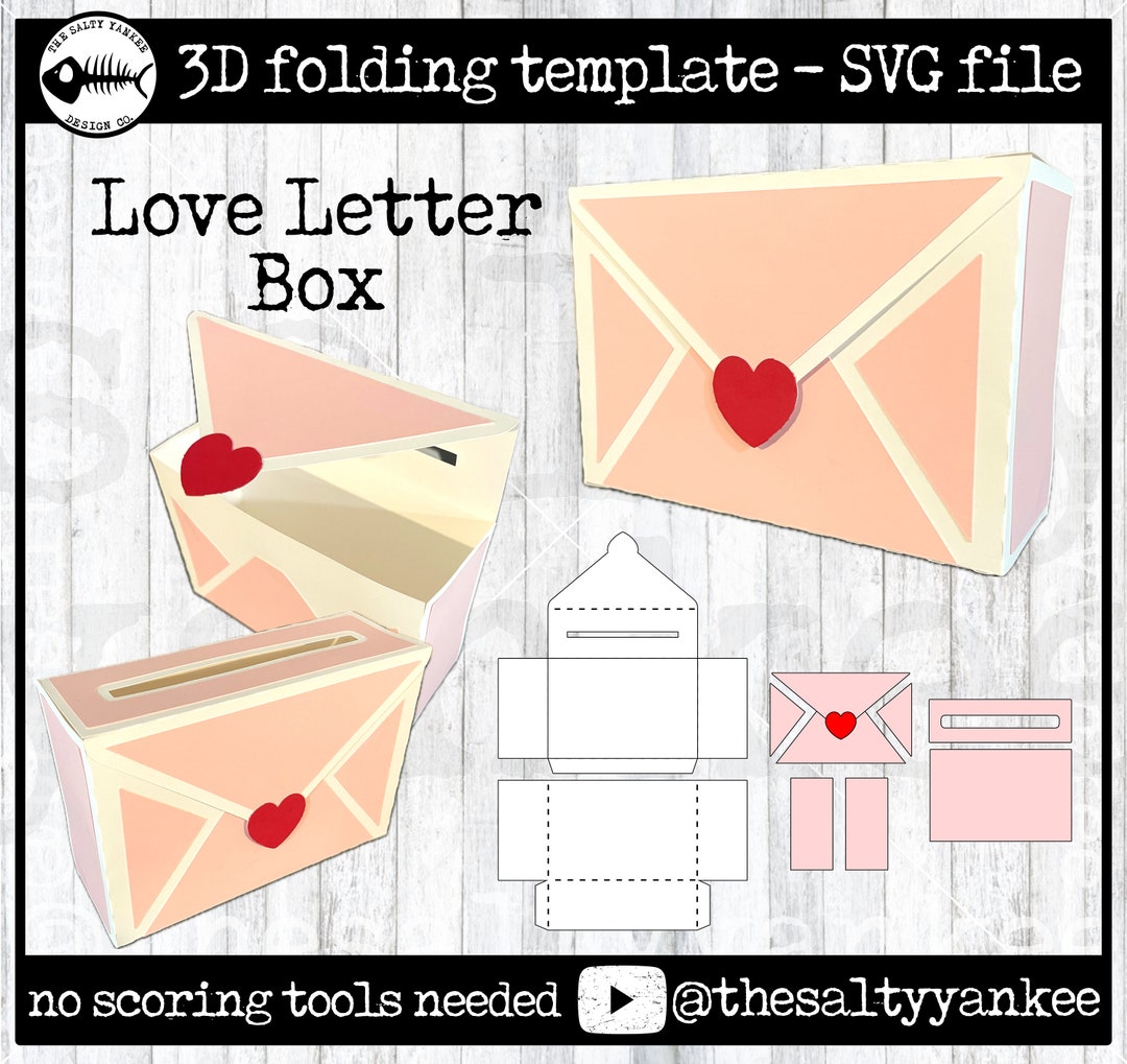 Love Letter Box 3D Folding SVG File Template Digital File Download - Etsy