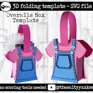 Overalls Box With Pink Shirt 3D Folding SVG File Template Digital File ...