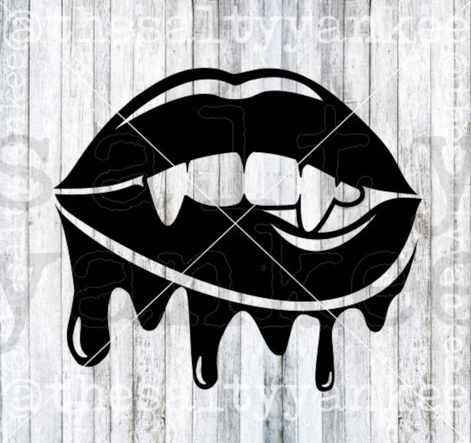Vampire Teeth Biting Lips Dripping SVG Layered File Download - Etsy