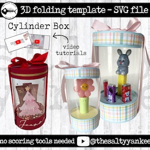 Cylinder Window Box 3D Paper Craft Favor Gift Box Project SVG File ...