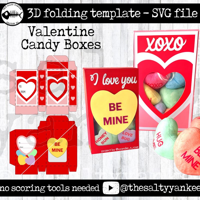 Sweetheart Candy Box Template - Etsy