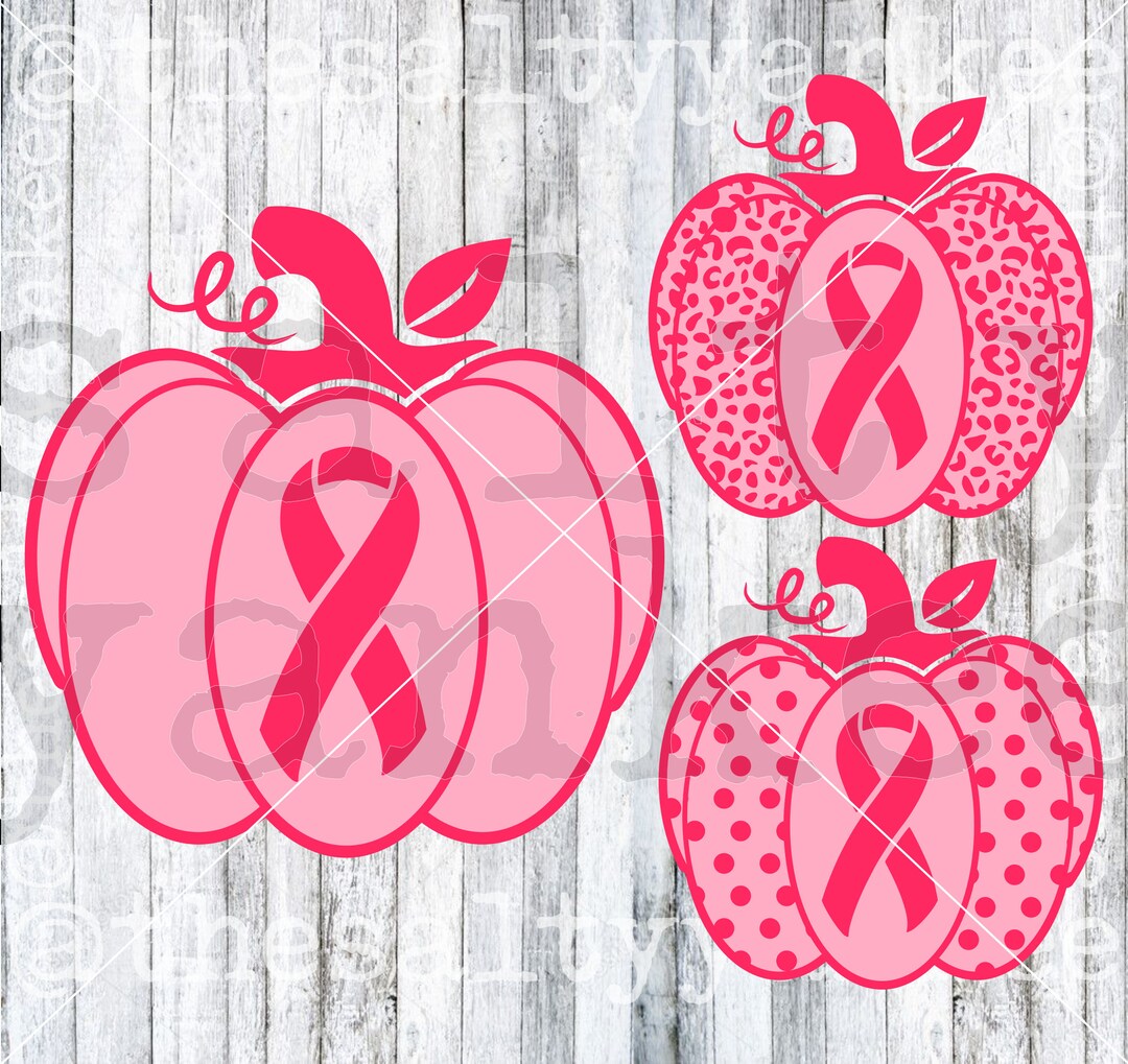 Breast Cancer Awareness Pumpkins SVG Layered File Download - Etsy