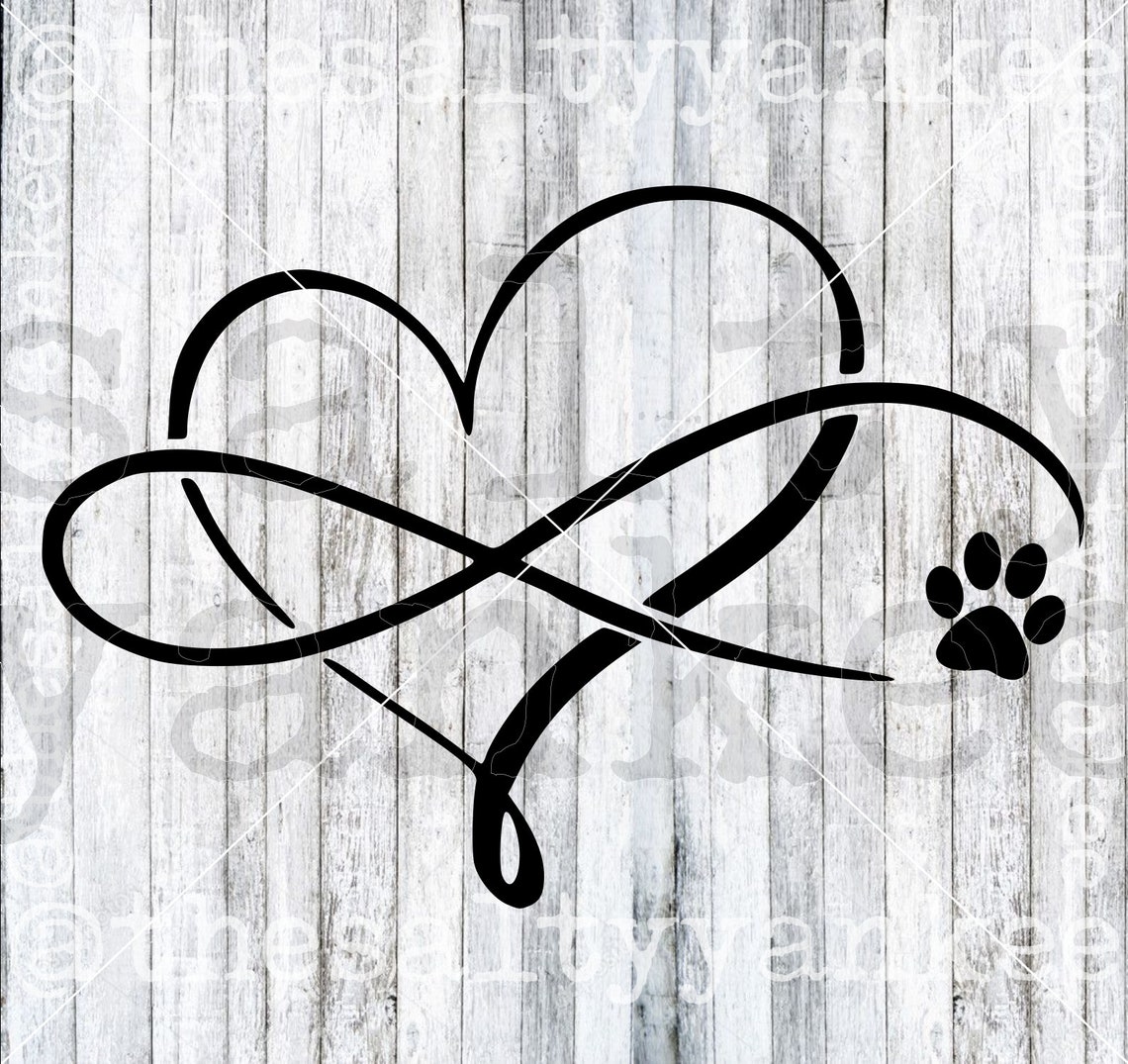 Sketched Heart With Infinity Symbol and Paw Print Clipart SVG - Etsy Canada