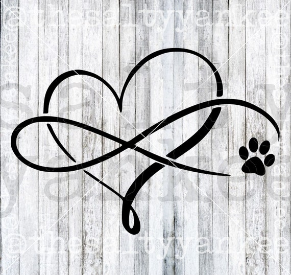 Sketched Heart With Infinity Symbol and Paw Print Clipart SVG | Etsy