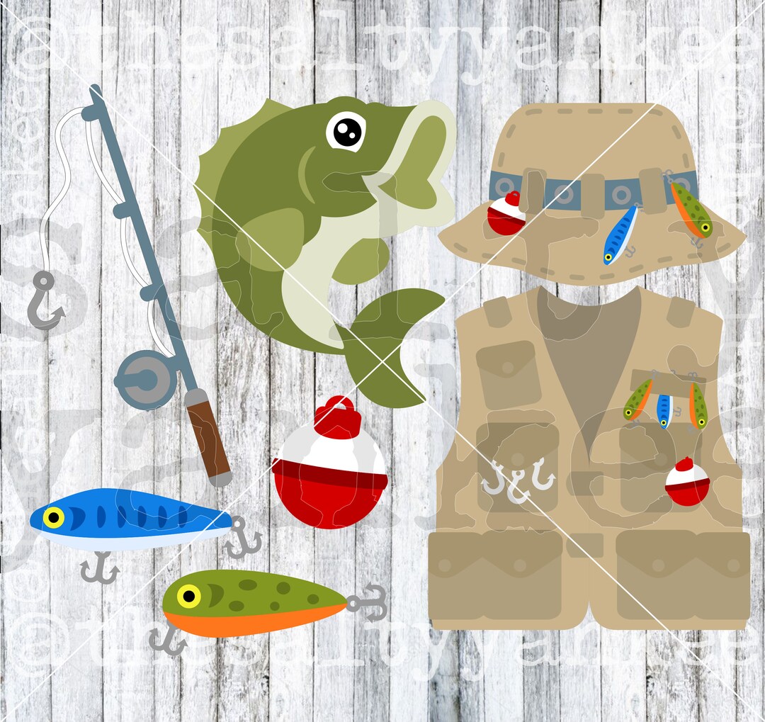 Fishing Clipart Bundle Fathers Day Dad Fishing Layered SVG and PNG File ...