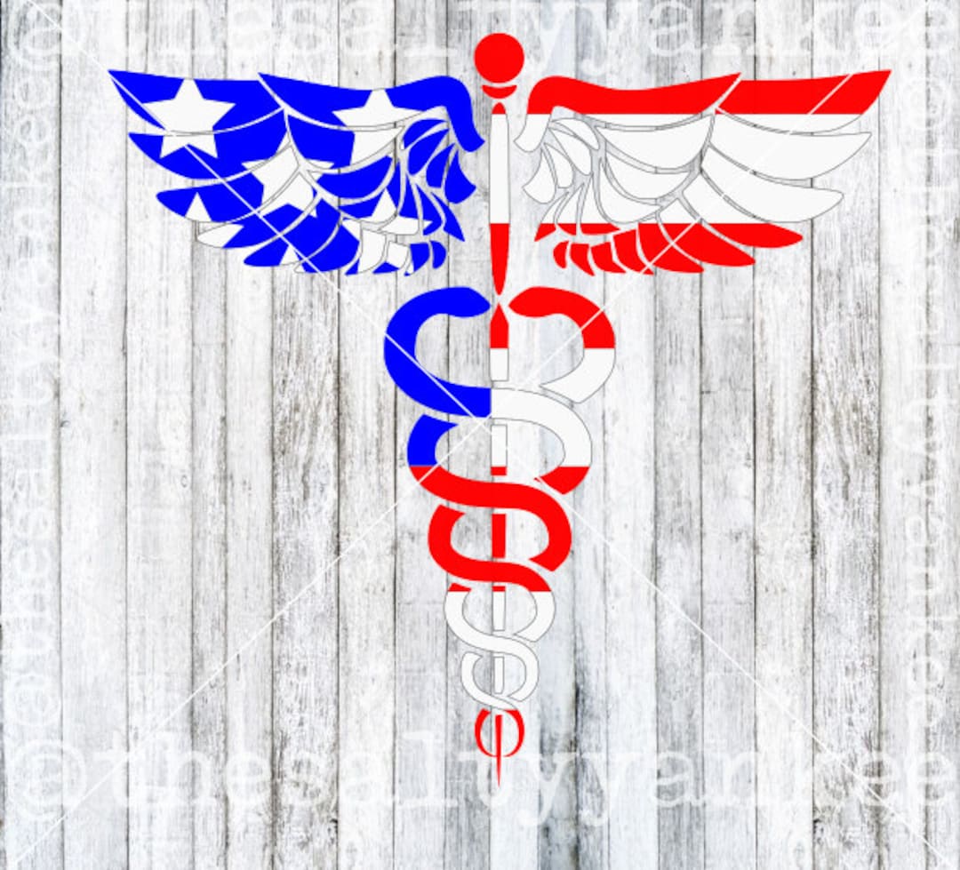USA American Flag Caduceus Medical Essential Workers Symbol SVG File ...