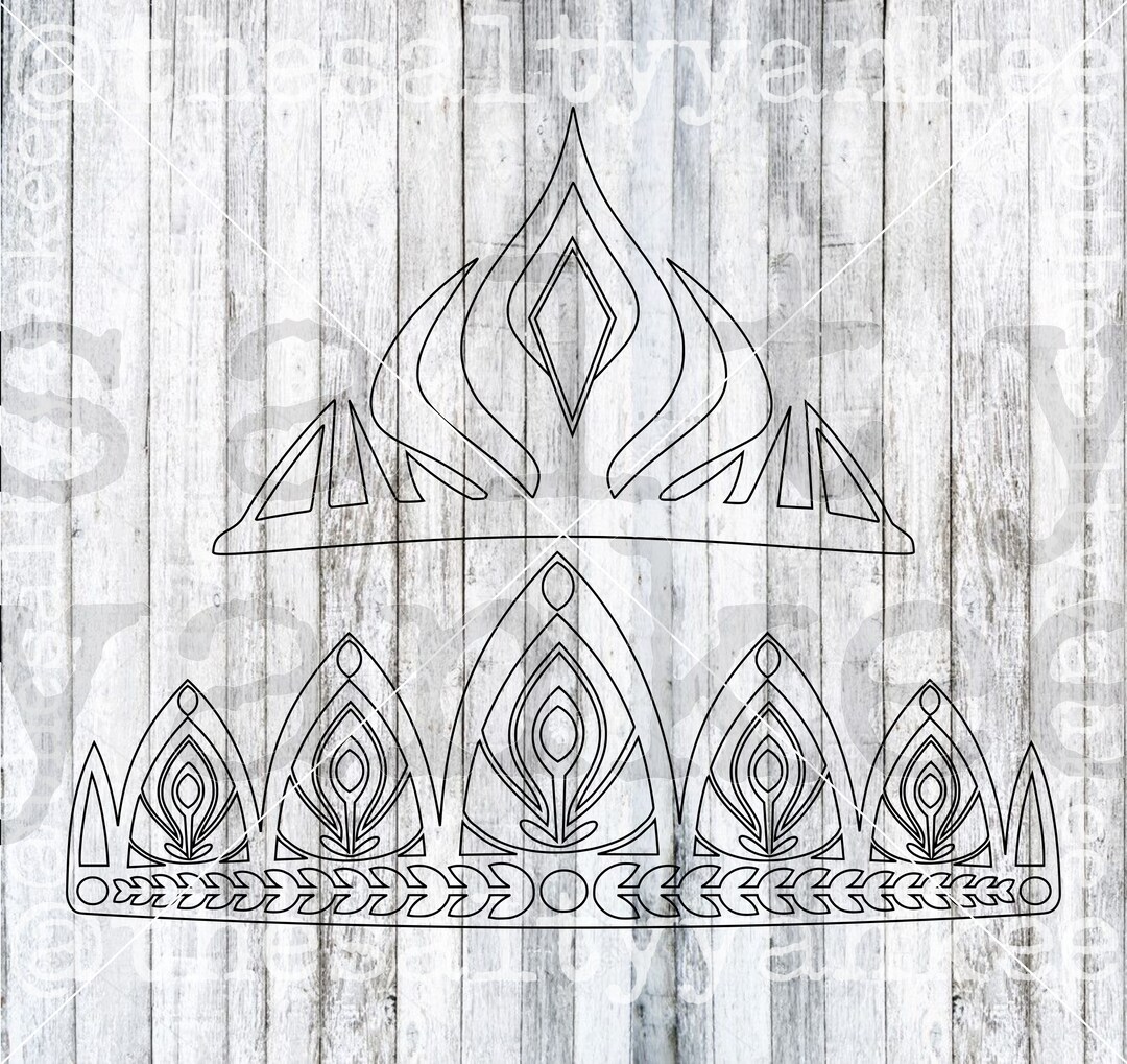 Ice Princess Sisters Crown Tiara Black Outline Coloring Book Style SVG ...