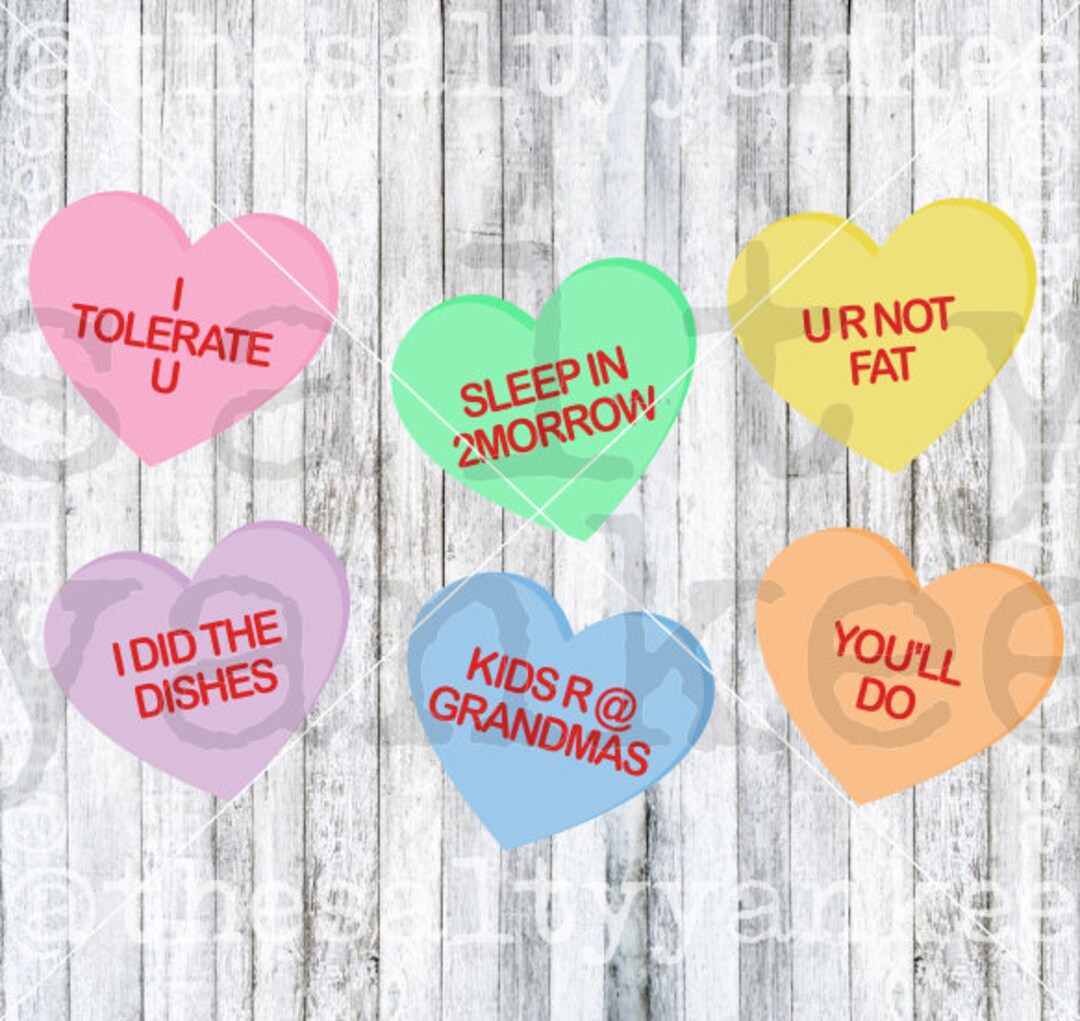 Funny Conversation Hearts Messages Layered Valentines Day Hearts Love ...