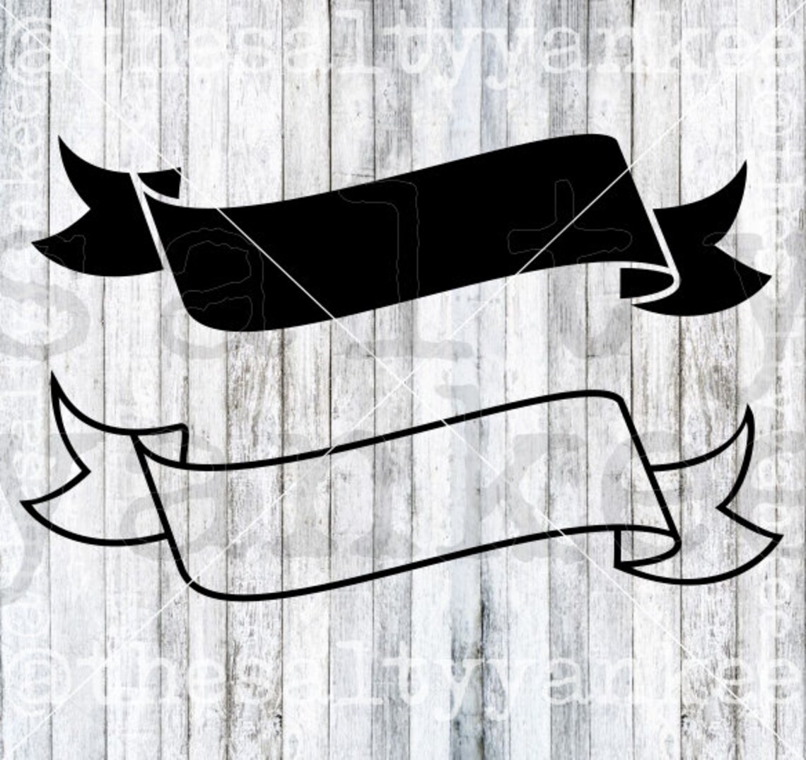 Basic Banner Solid and Outline SVG Layered File Download - Etsy