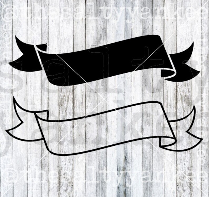 Basic Banner Solid and Outline SVG Layered File Download - Etsy