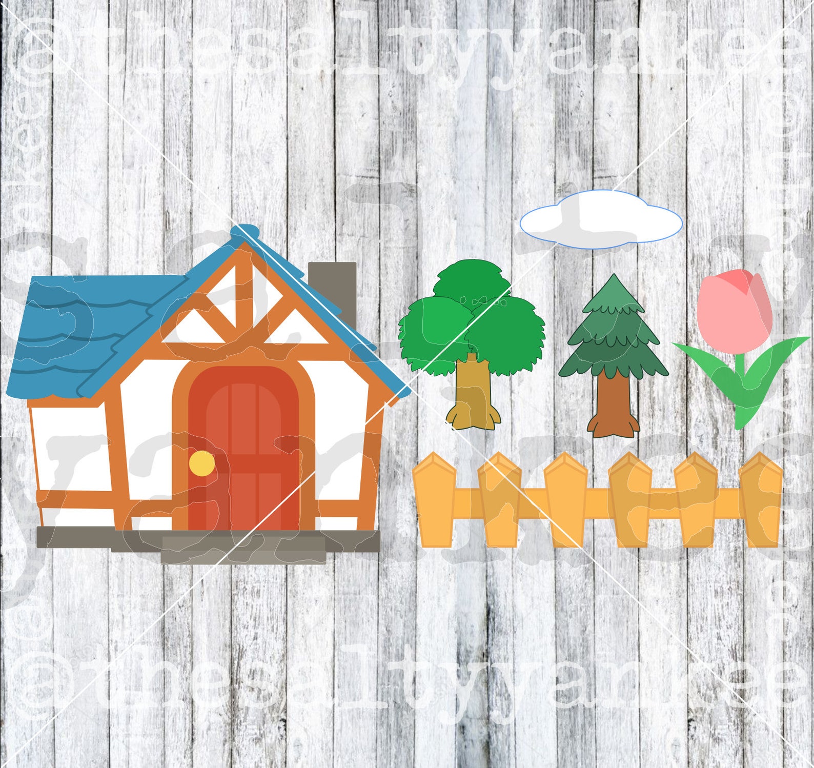 Video Game Inspired House and Landscape Trees Clouds Flower - Etsy