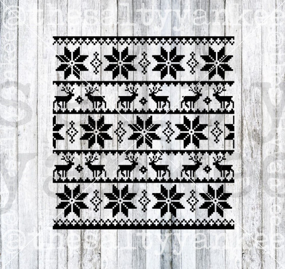 Reindeer Sweater Print Snowflakes SVG Layered File Download - Etsy