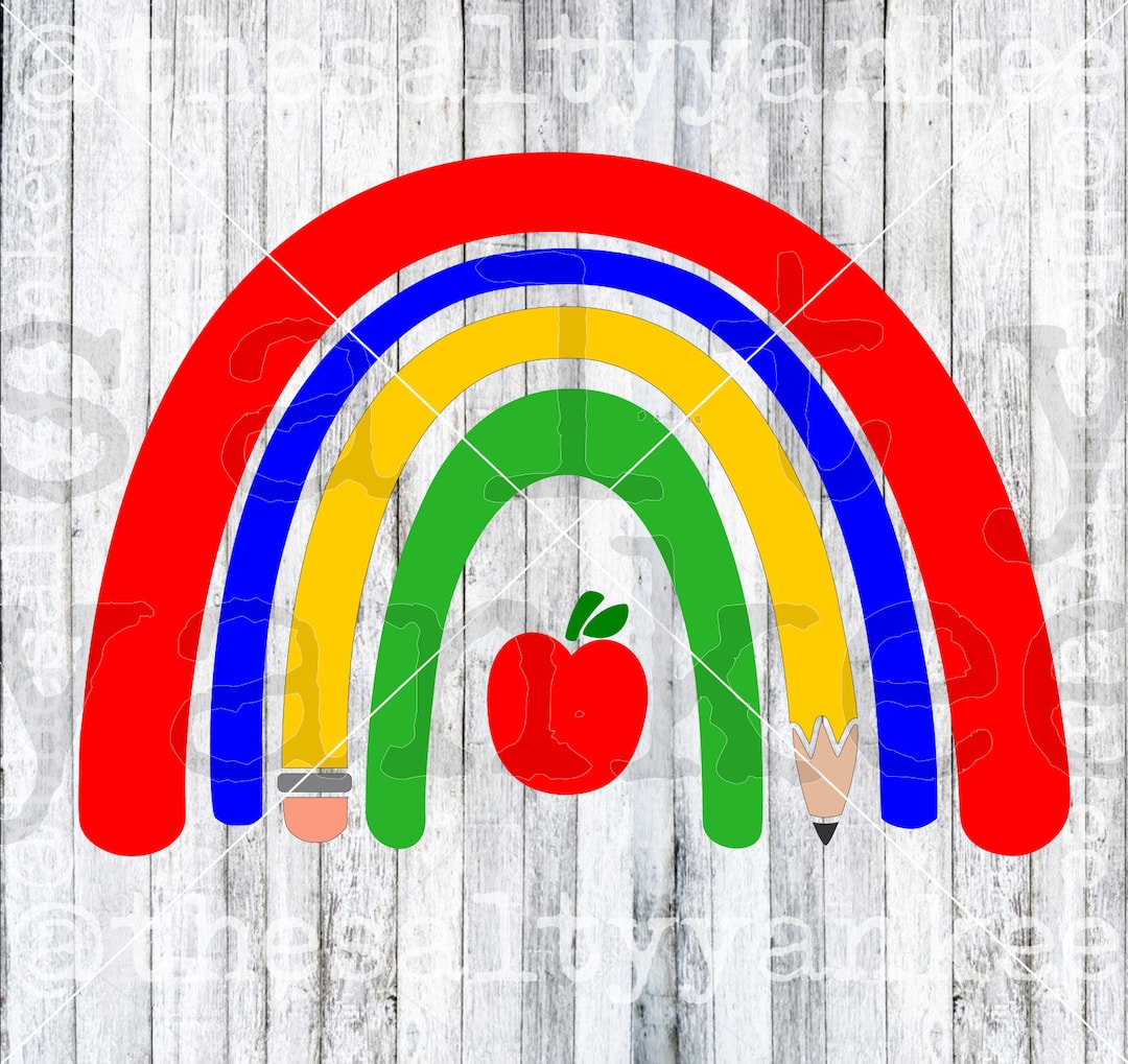 Teacher School Pencil Rainbow Boho SVG File Download - Etsy