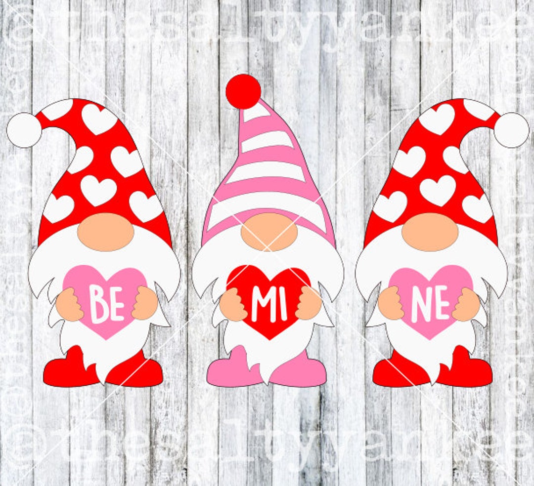 Be Mine Gnomes Valentines Day Hearts Love Pink Red SVG File Download - Etsy