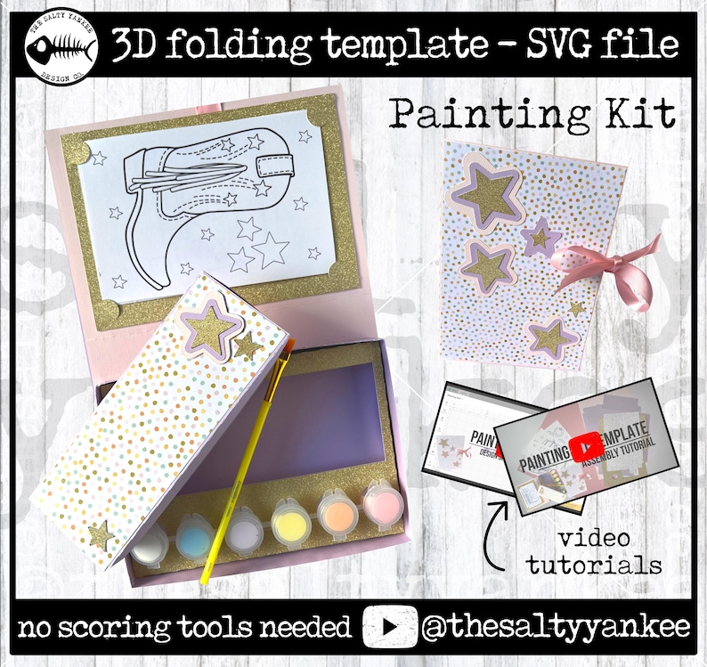 Painting Kit Party Favor Box for Paint and Coloring Pages 3D Folding ...