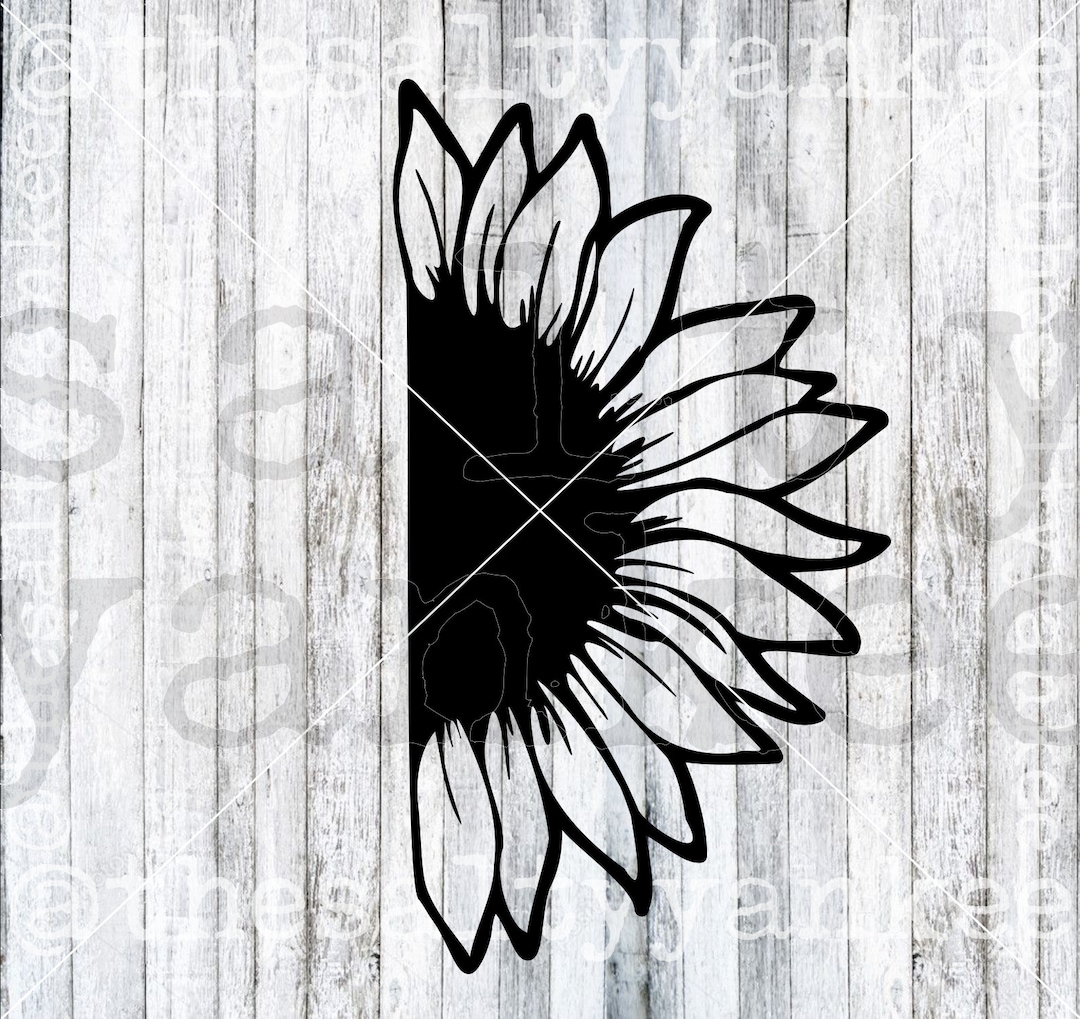 Half Sunflower Split Clipart SVG Layered File Download - Etsy
