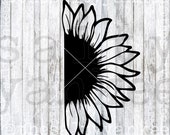 Half Sunflower Split Clipart SVG Layered File Download - Etsy