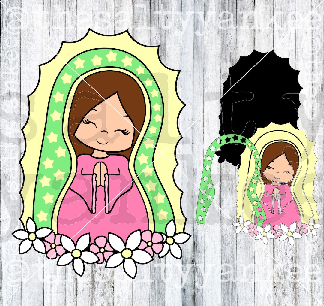 Virgin Mary Cute Cartoon Style Layered SVG File Download - Etsy