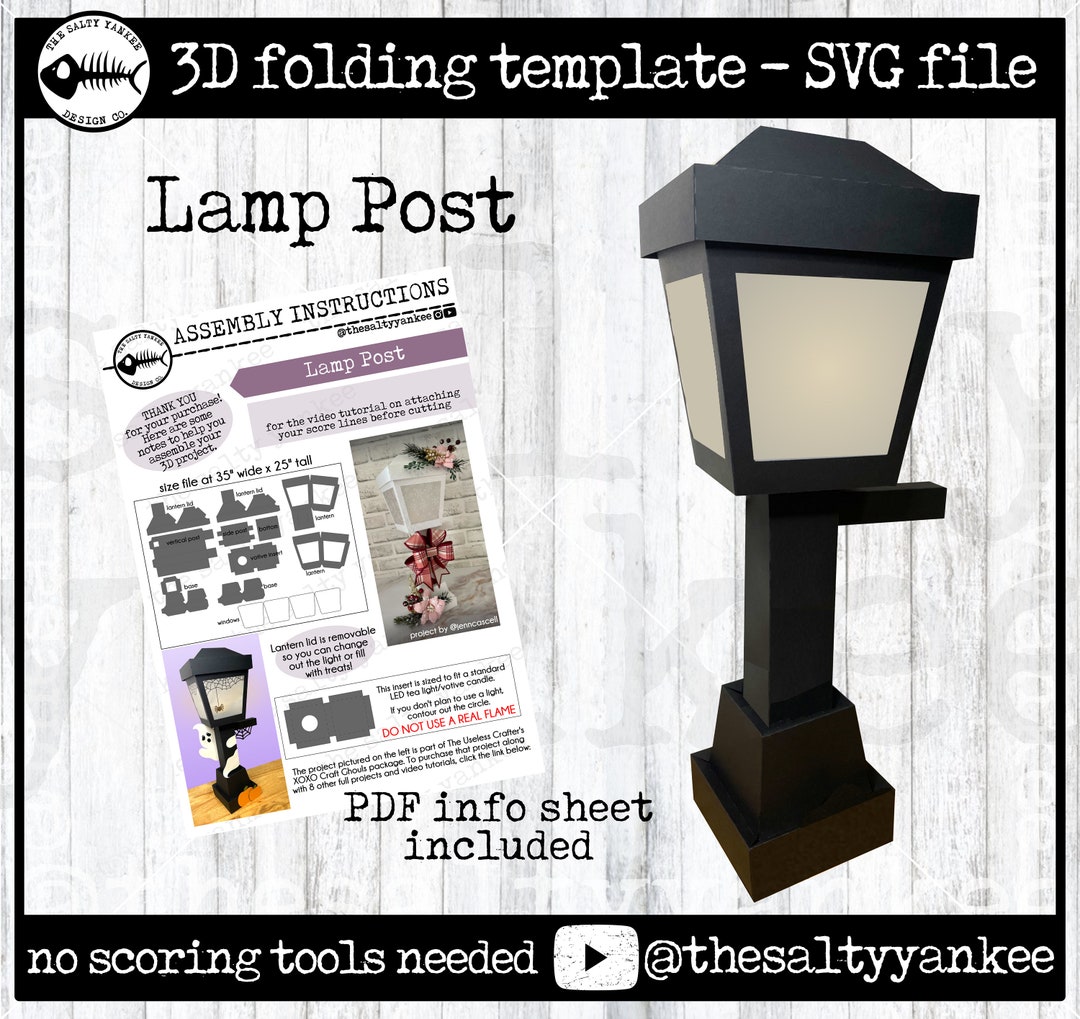 Lamp Post 3D Folding SVG File Template Digital File Download - Etsy