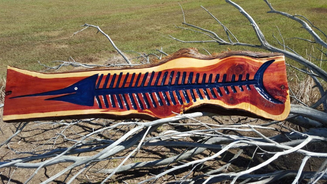 Marlin Bone Fish Carving in Cedar - Etsy