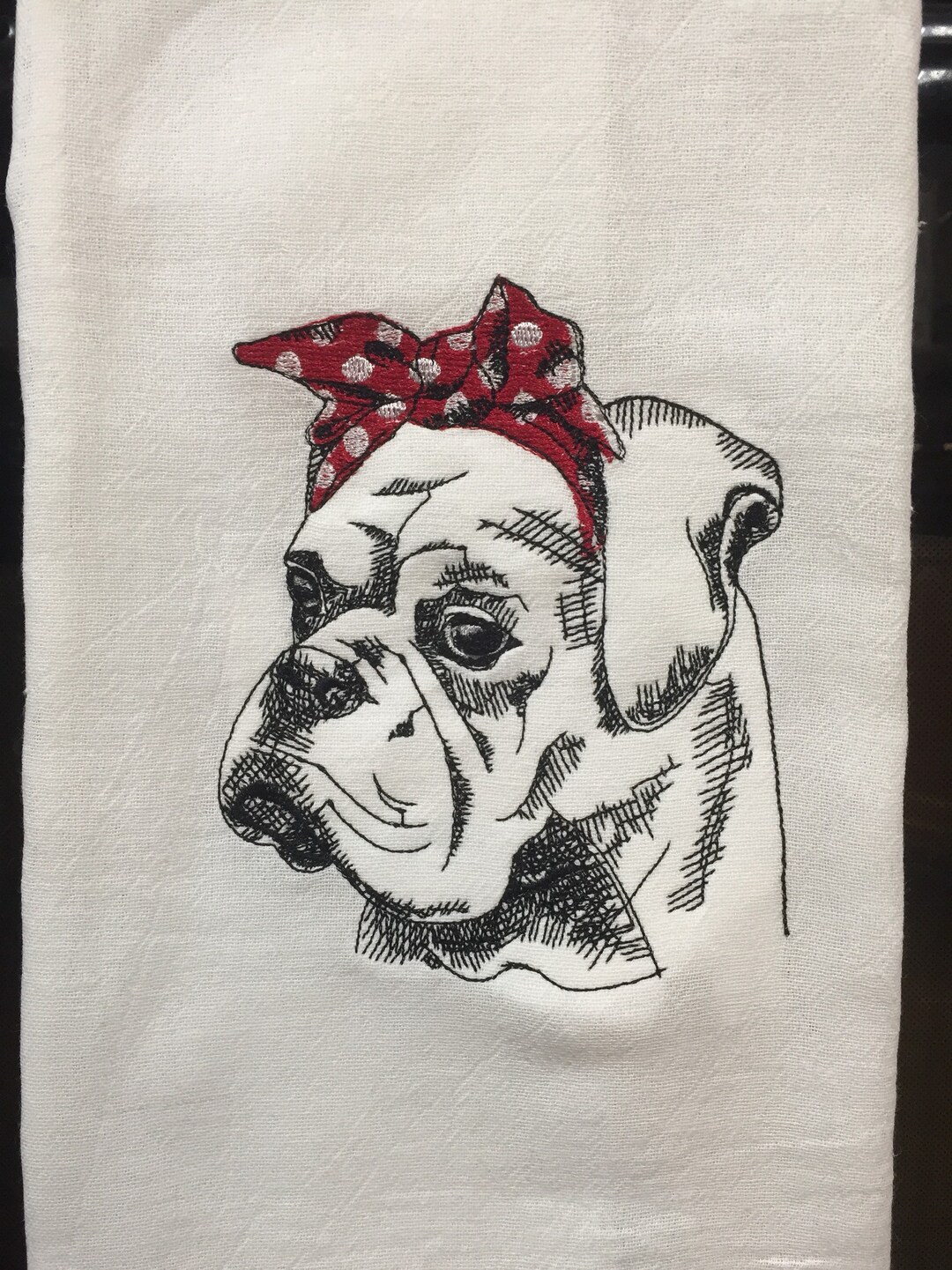 Boxer With Bandana Embroidered Flour Sack Towel - Etsy