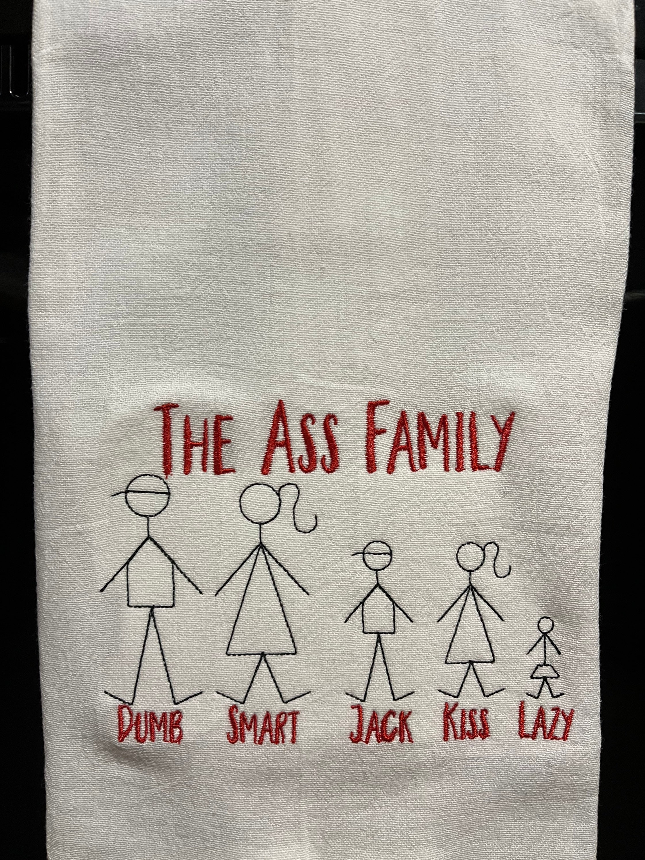 The Ass Family Embroidered Flour Sack Towel Dumb Smart Jack - Etsy