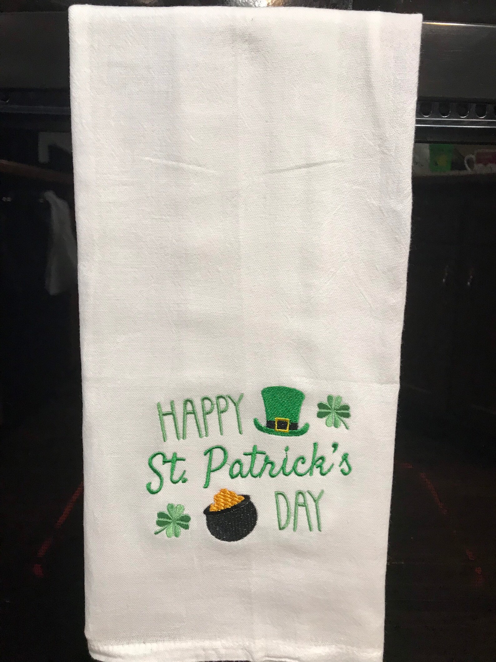 Happy St. Patrick’s Day Embroidered Flour Sack Towel | Kitchen Towel ...