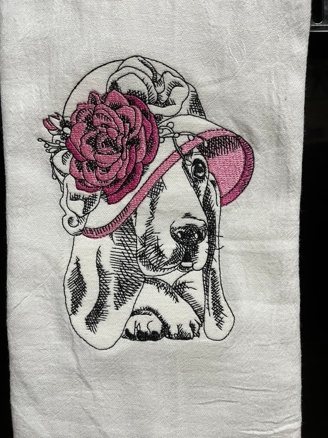 Basset Hound Embroidered Flour Sack Towel | Girl Basset| Dog Lover ...