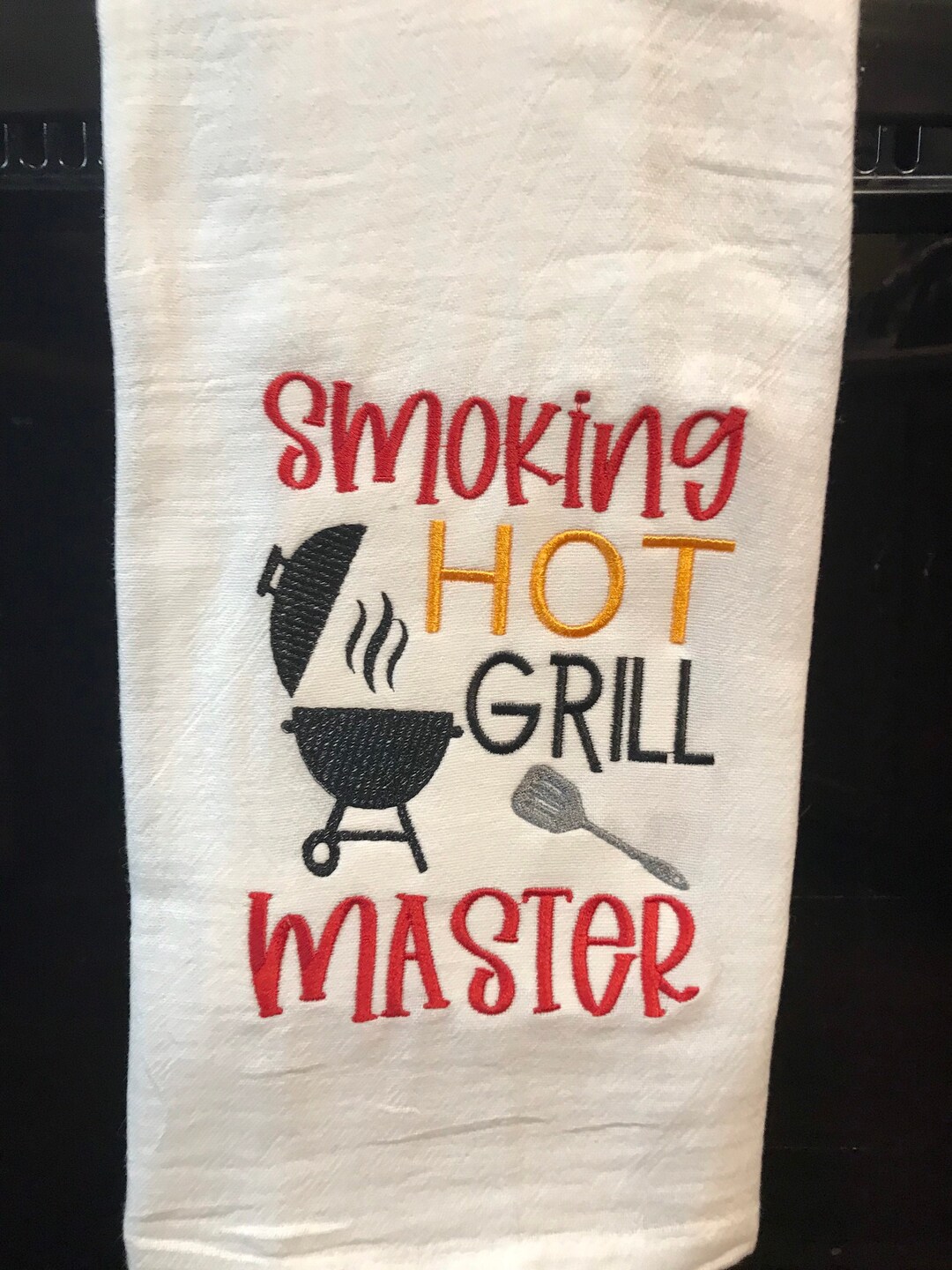 Smoking Hot Grill Master Embroidered Flour Sack Towel | Bbq Kitchen ...