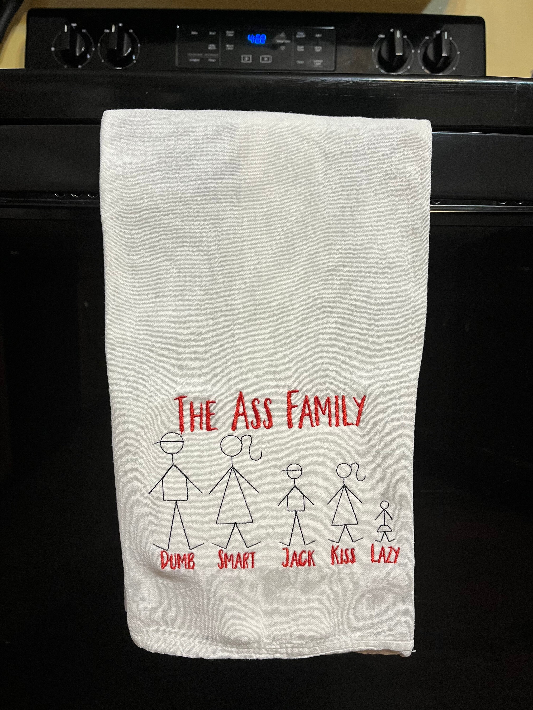 The Ass Family Embroidered Flour Sack Towel Dumb Smart Jack - Etsy
