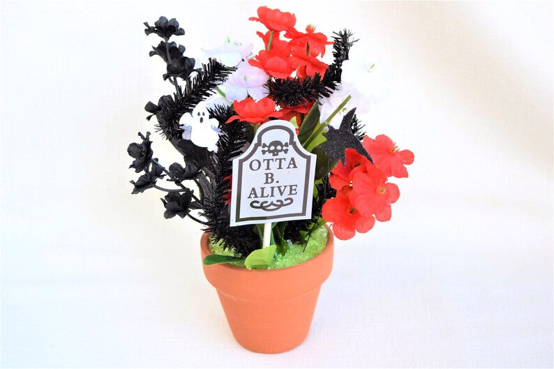 Halloween Miniature & Small Flower Pots Artificial Flowers, Some Glow ...