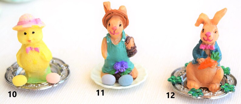 Easter Miniature Figurine Scenes With Fancy Pewter and White Enameled ...