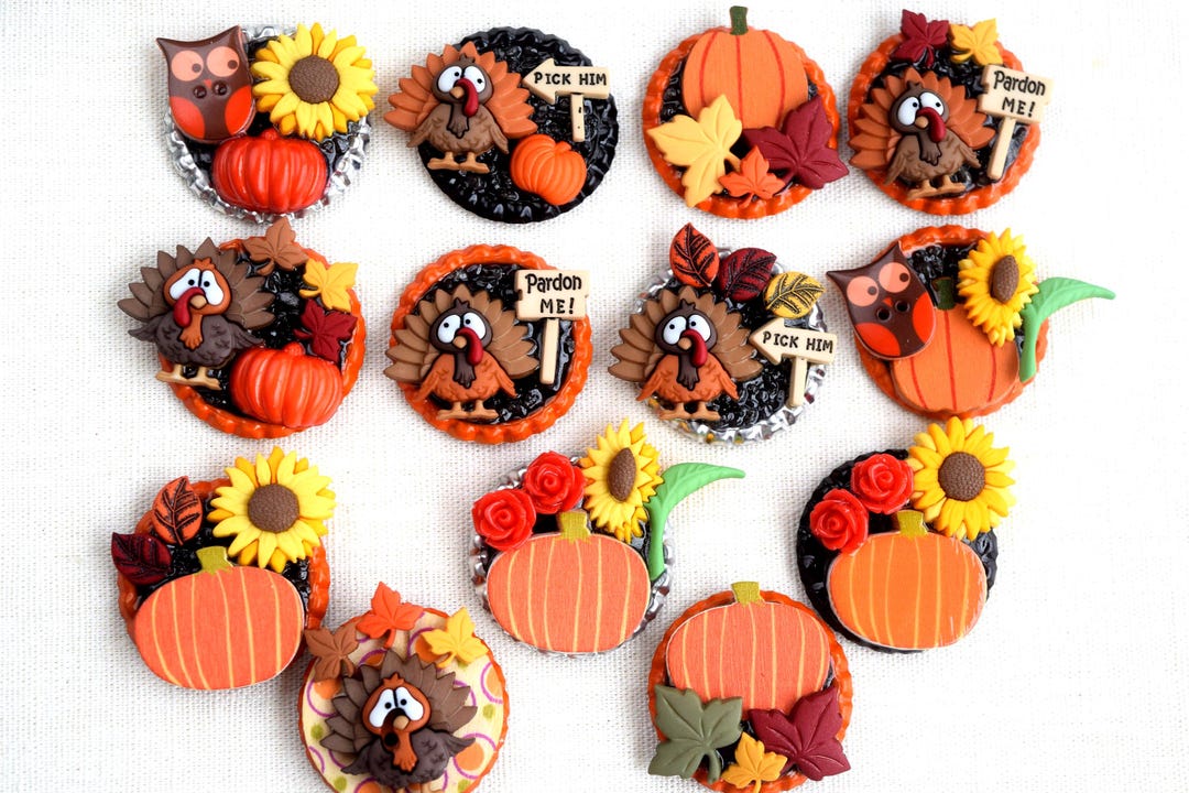 Thanksgiving & Fall Pins, Magnetic Pins, Magnets, Key Chains, Backpack ...