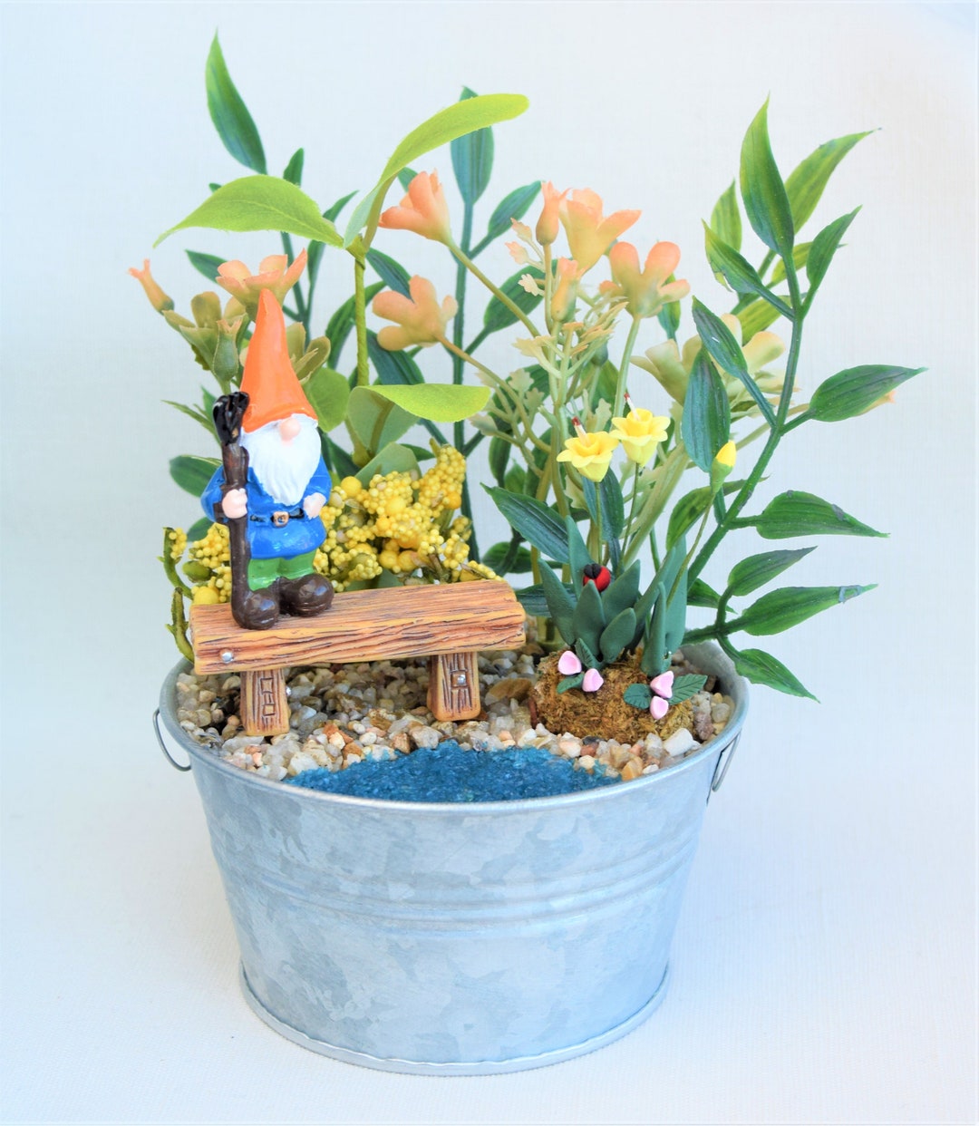 Spring and Summer Miniature Tub Garden Scenes Flower Arrangements - Etsy