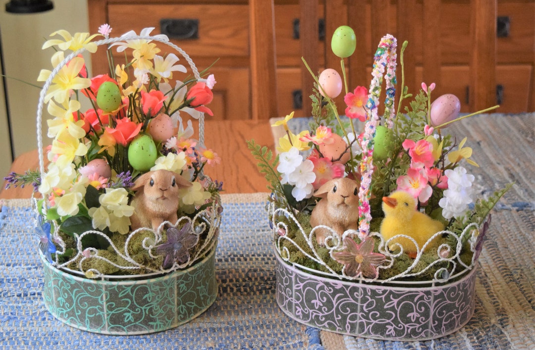 Easter Wire Baskets Gift Decoration Floral Bunnies, Eggs and Ducks - Etsy