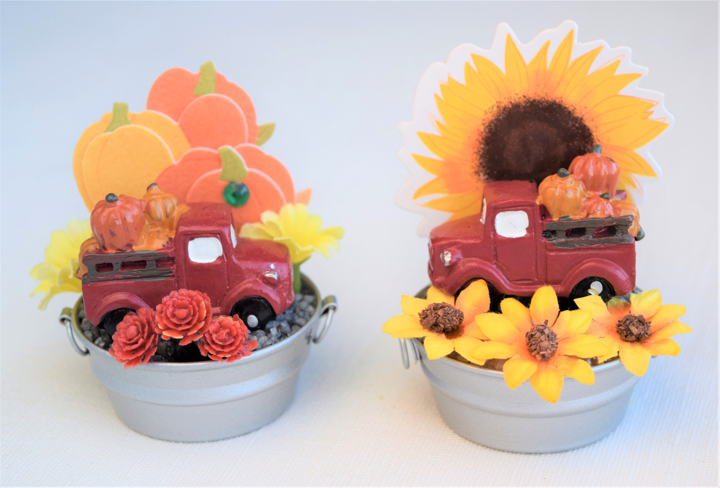 Red Truck Miniature Fall Figurine Scenes With Miniature - Etsy