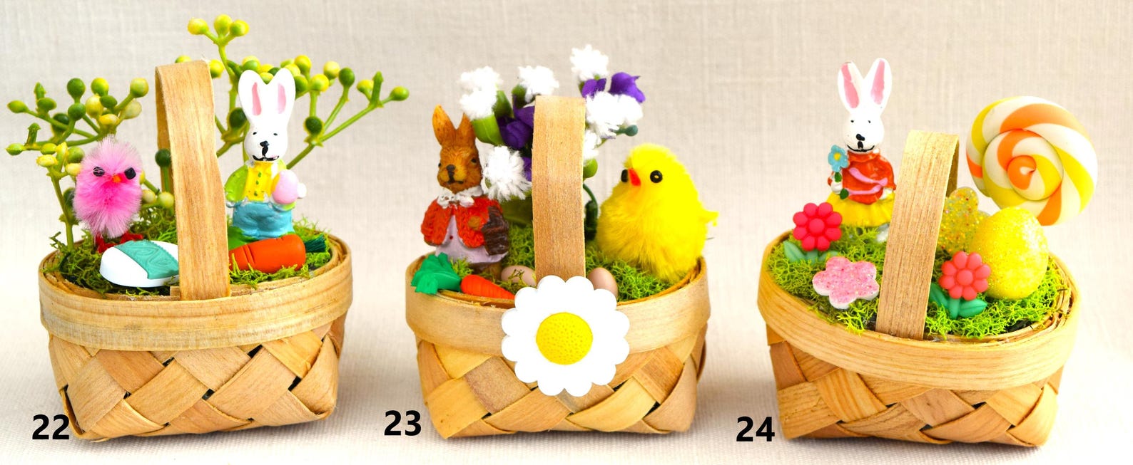 Miniature Easter Baskets Chip-wood 1:6 Scale, Dollhouse Easter Basket ...