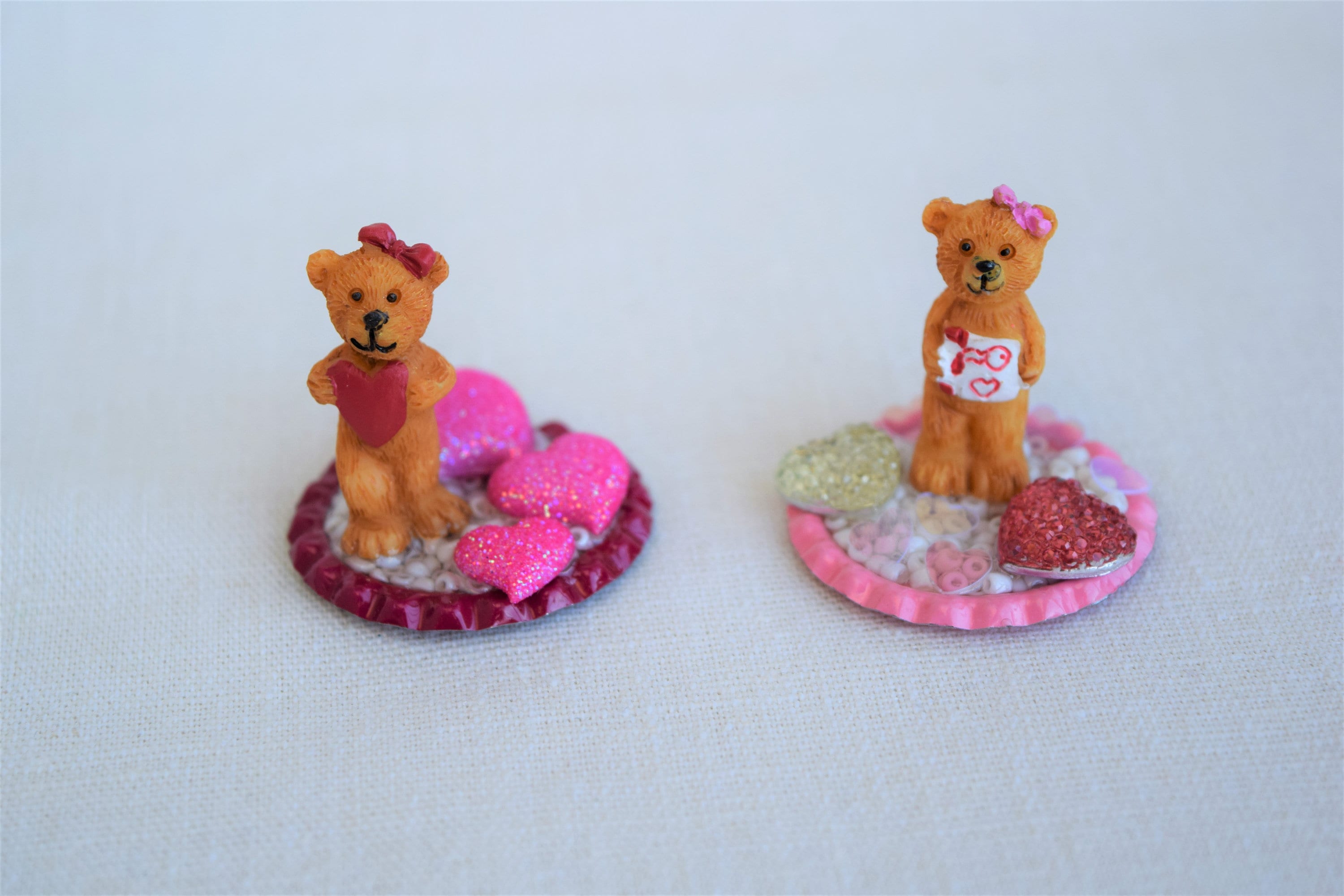 Valentine's Miniature Figurines Bear Hearts Love and | Etsy