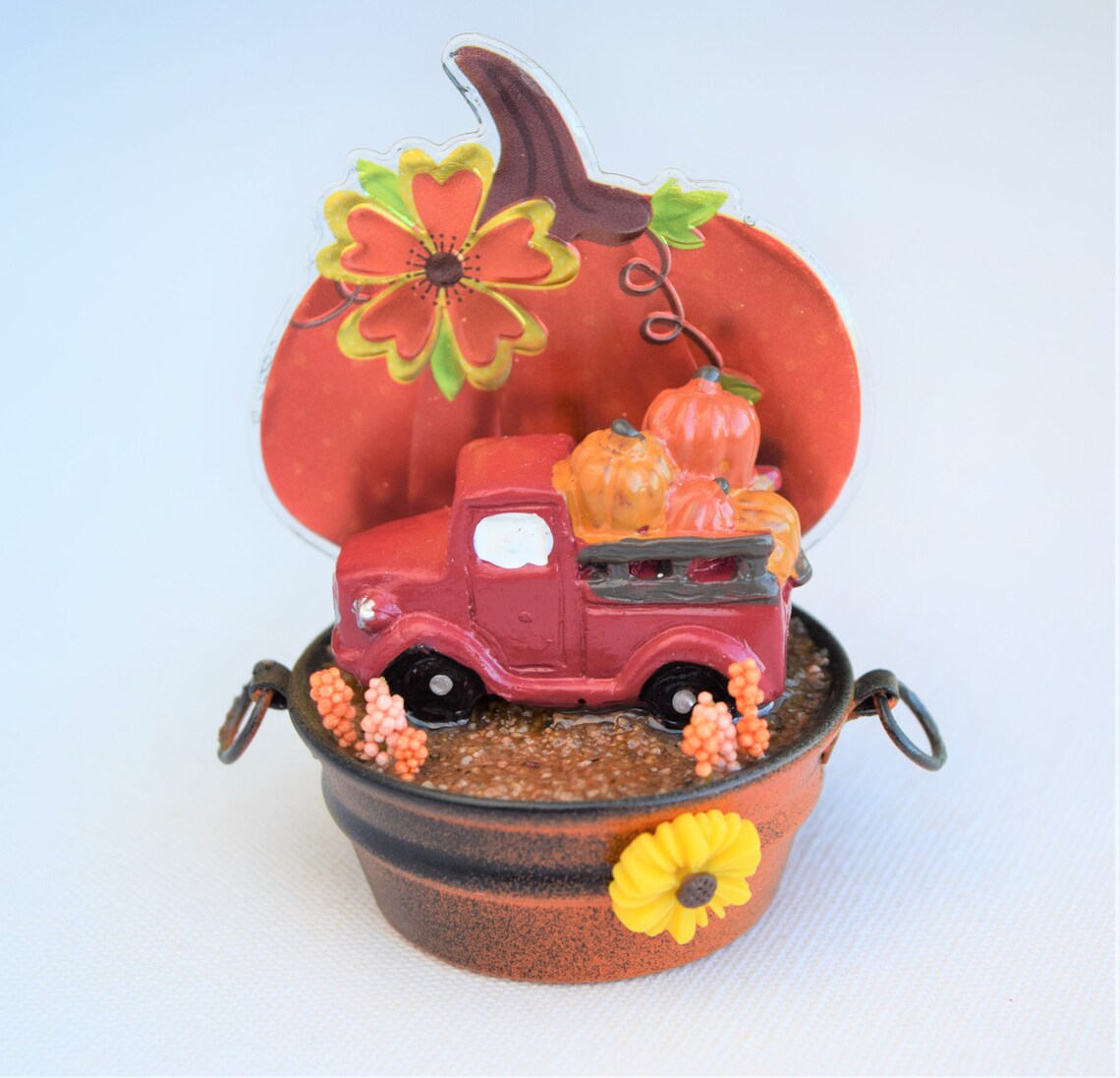 Red Truck Miniature Fall Figurine Scenes With Miniature - Etsy