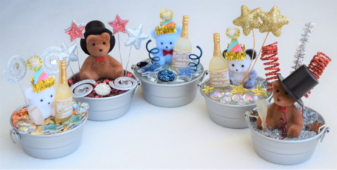 Miniature New Years Figurine Scenes and Miniature Floral Arrangements ...