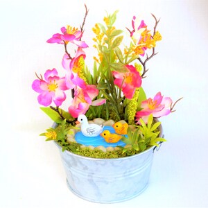 Spring and Summer Miniature Tub Garden Scenes Flower Arrangements - Etsy
