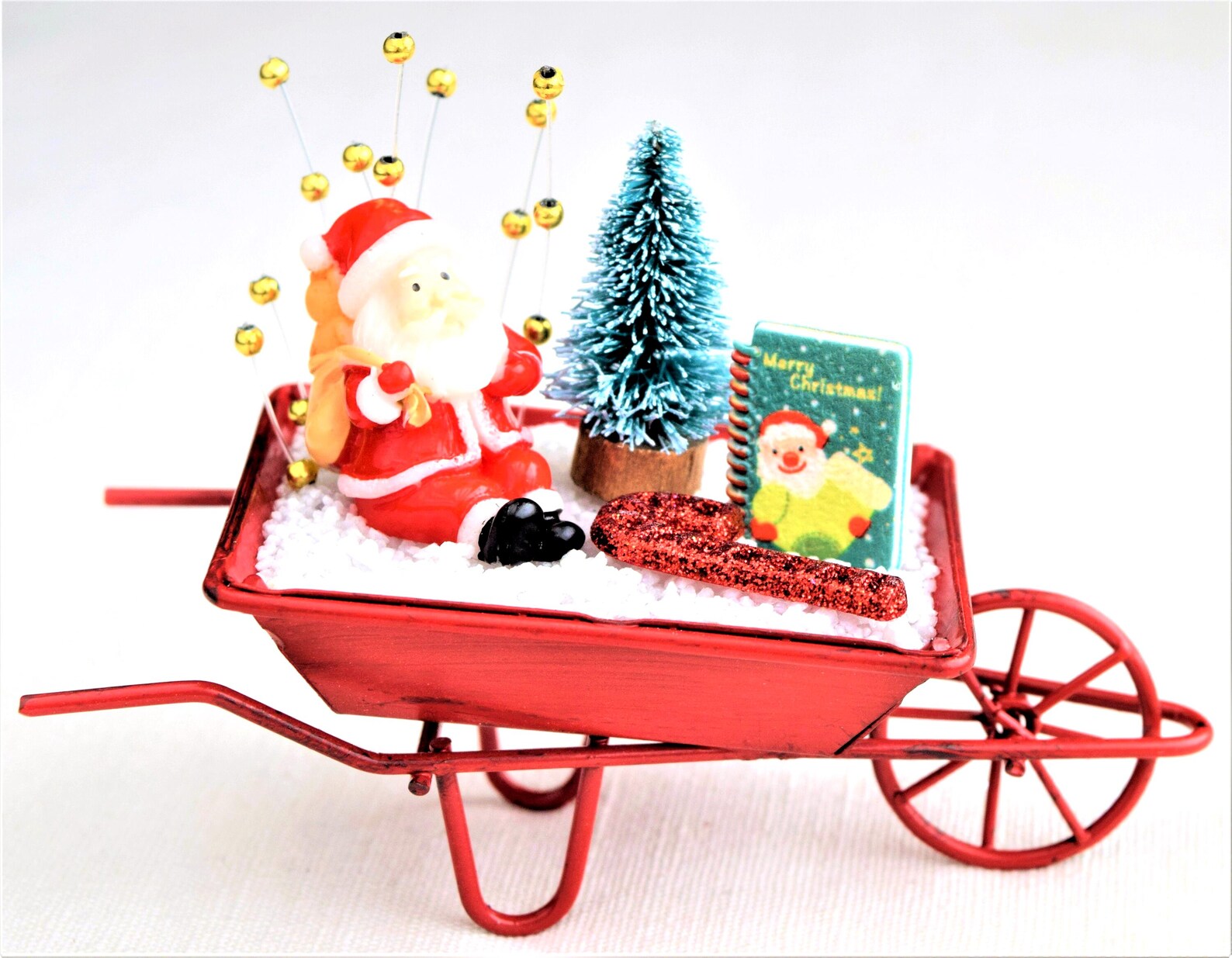 Miniature Christmas Scenes Christmas Small Decorative Red Painted Metal ...