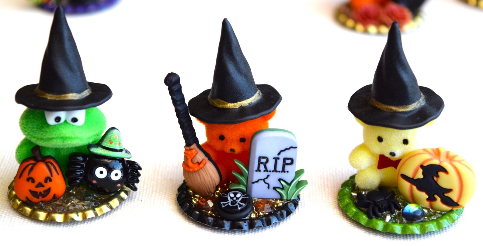Miniature Halloween Figurine Scenes With Witch Hats - Etsy