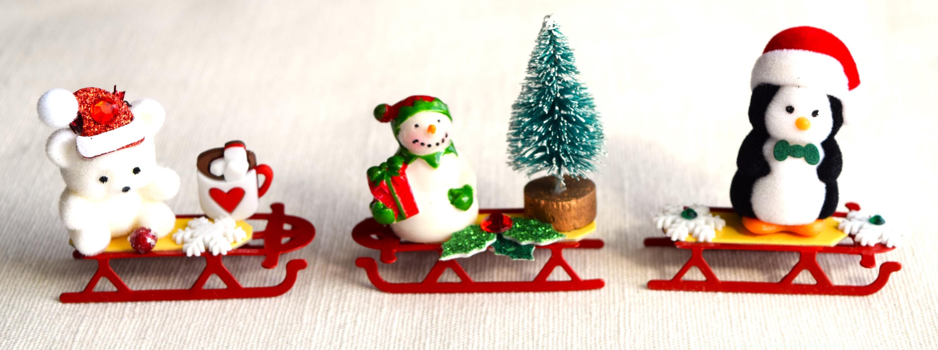 Christmas Miniature Red Sled Scenes With Christmas Decorations - Etsy