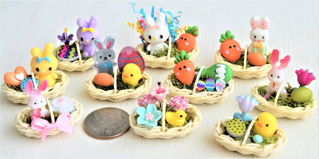 Miniature Easter Baskets 1:12 Scale, Dollhouse Easter Basket Miniatures ...
